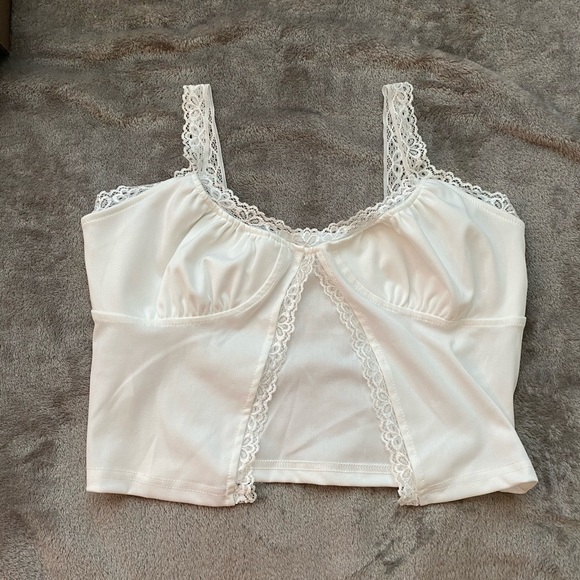 Amazon Essentials | Tops | White Lace Crop Top | Poshmark